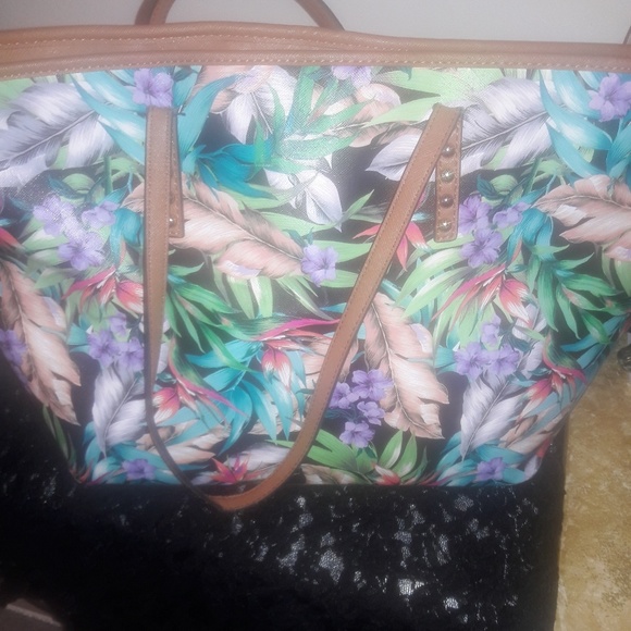 Aldo | Bags | Tropical Print Tote With Gold Embellishments | Poshmark